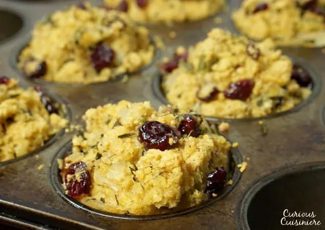 Cranberry Cornbread Stuffing Muffins • Curious Cuisiniere