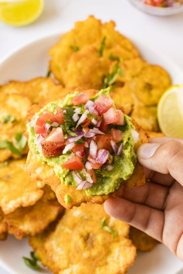 Patacones (Fried Green Plantains) • Curious Cuisiniere